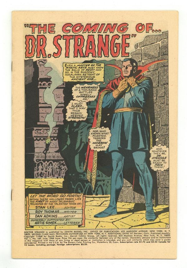 Doctor Strange (1968 1st Series) #169 Coverless