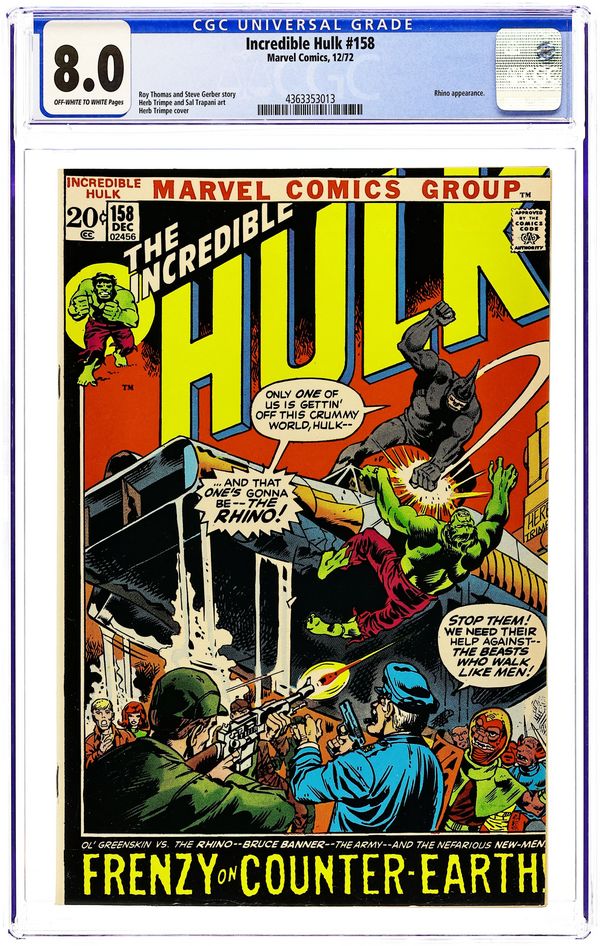 Incredible Hulk (1962 Marvel 1st Series) 158 CGC 8.0