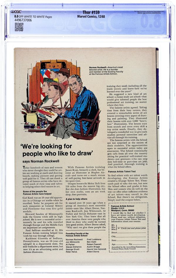 Thor (1962 Marvel 1st Series Journey Into Mystery) 159 CGC 8.0