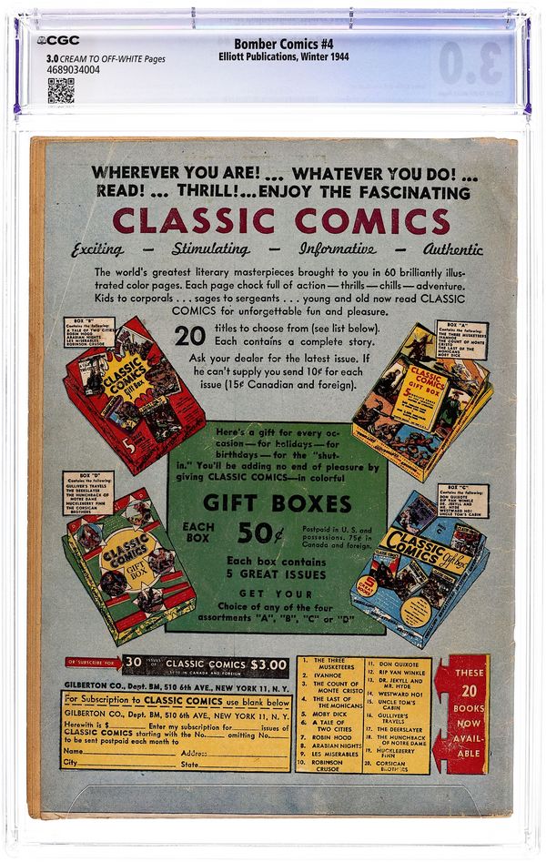 Bomber Comics (1944) 4 CGC 3.0
