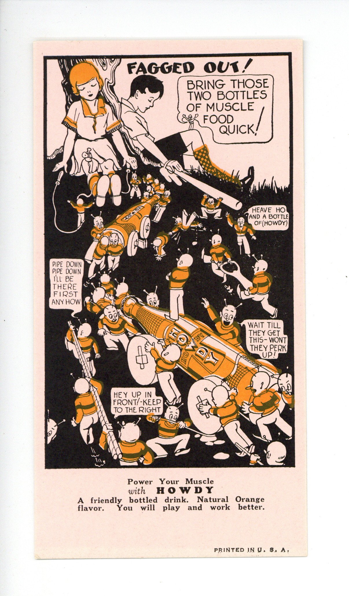 Howdy Orange Soda Advertising Card (1930 Howdy Corporation)