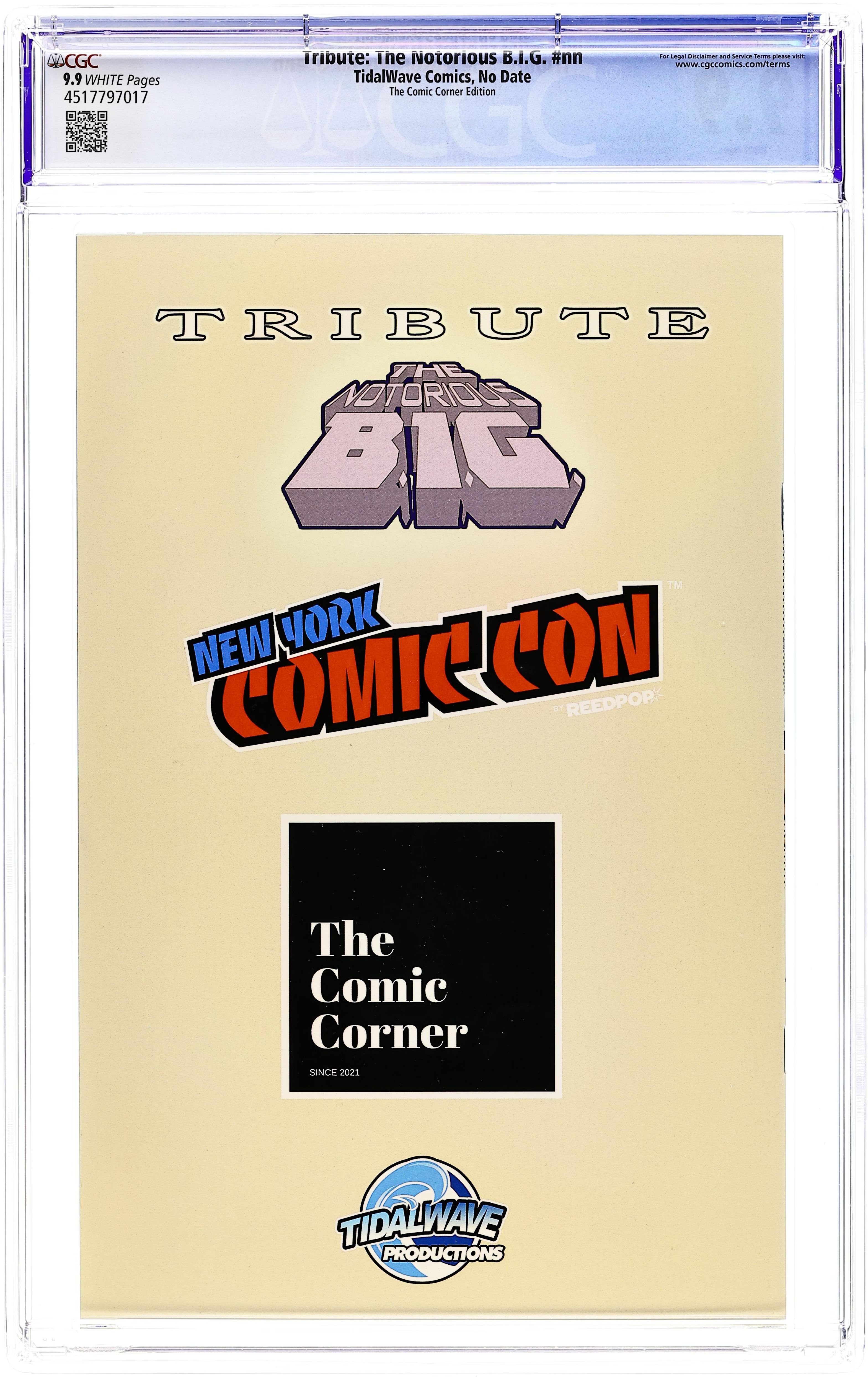 Tribute The Notorious B.I.G. (2024 TidalWave Comics) 1CORNER CGC 9.9