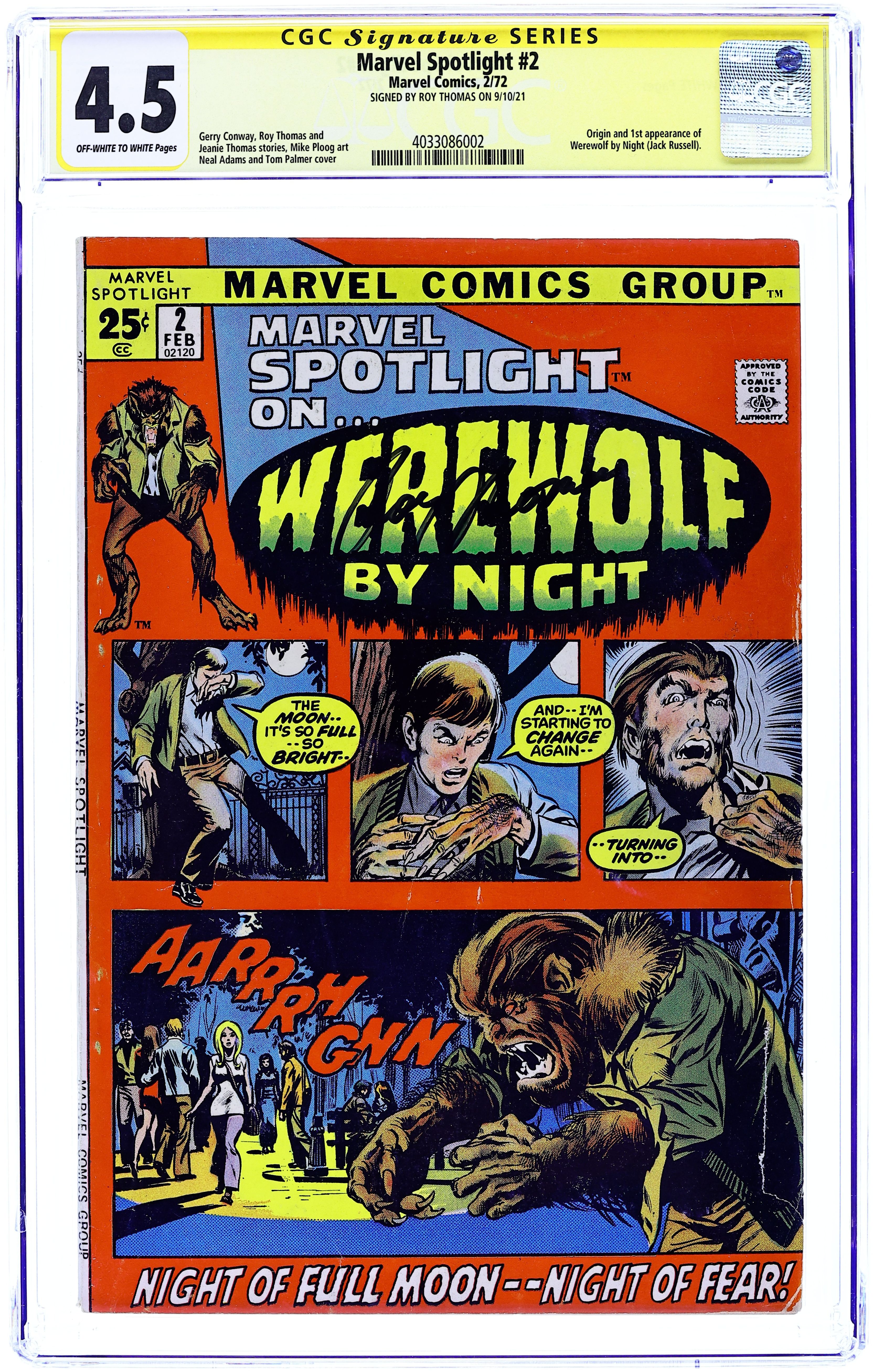 Marvel Spotlight (1971 1st Series) 2 CGC 4.5 SS Thomas