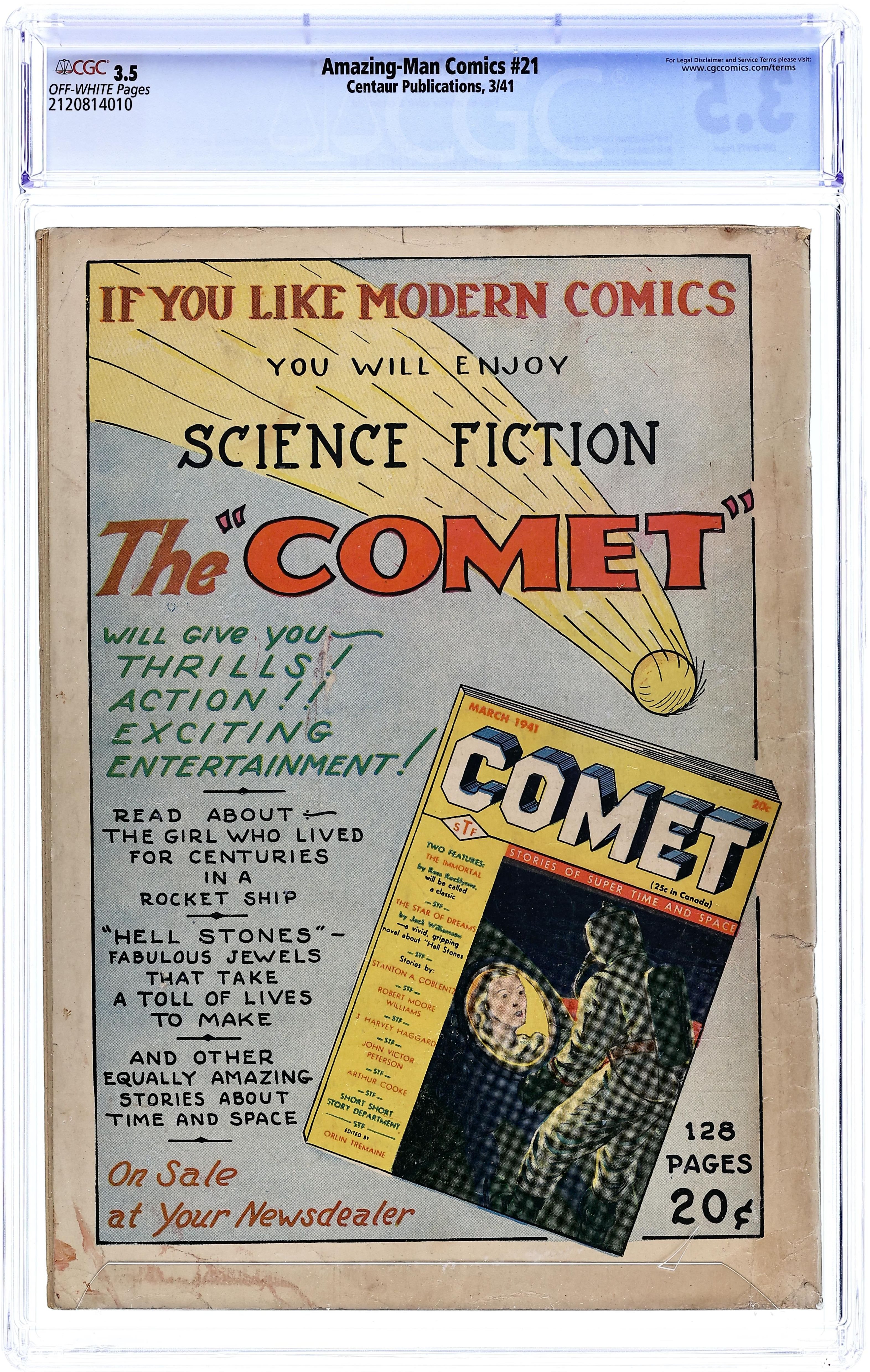 Amazing Man Comics (1939) 21 CGC 3.5