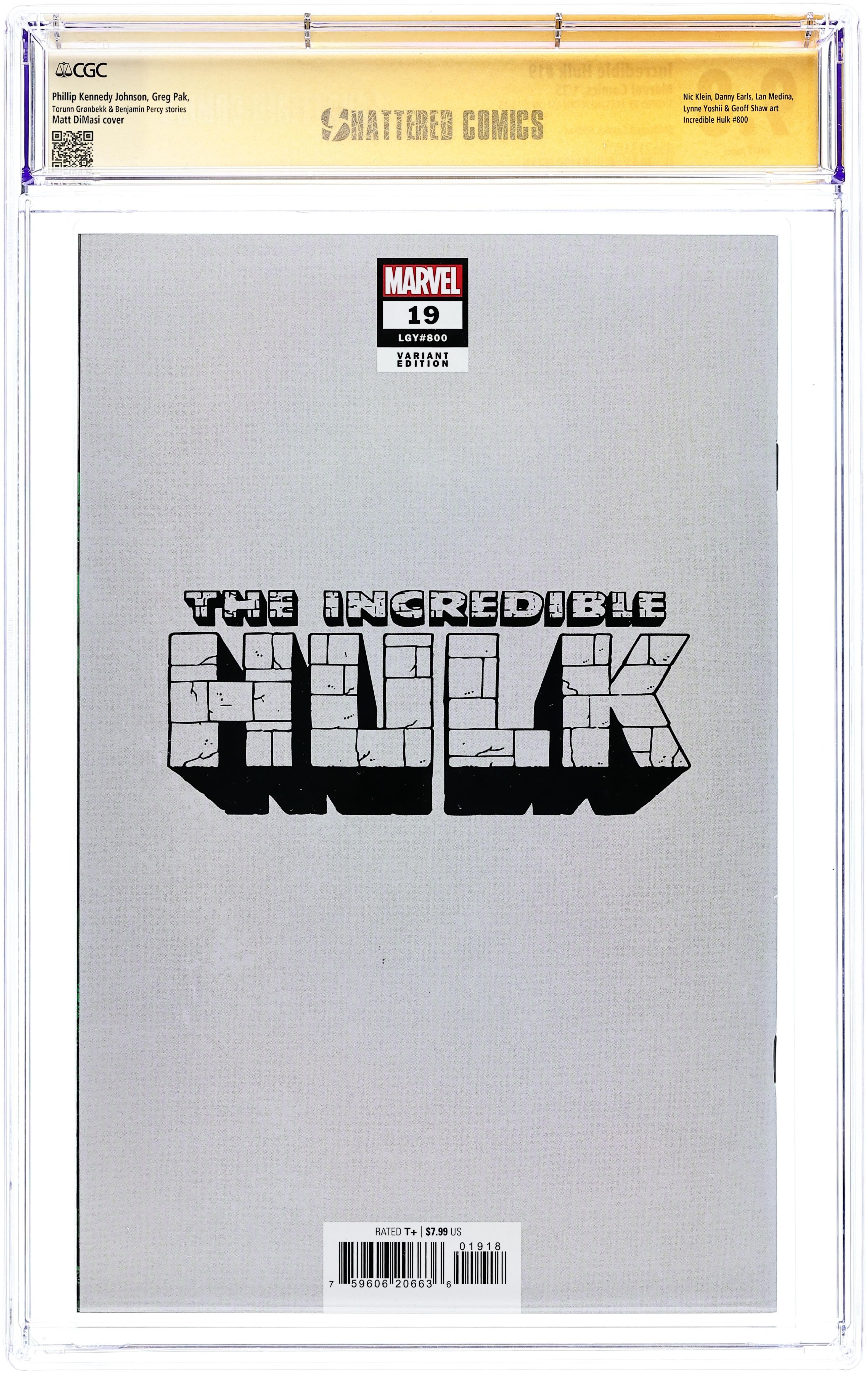 Incredible Hulk (2023 Marvel) 19SHATTERED CGC 9.8 SS DiMasi
