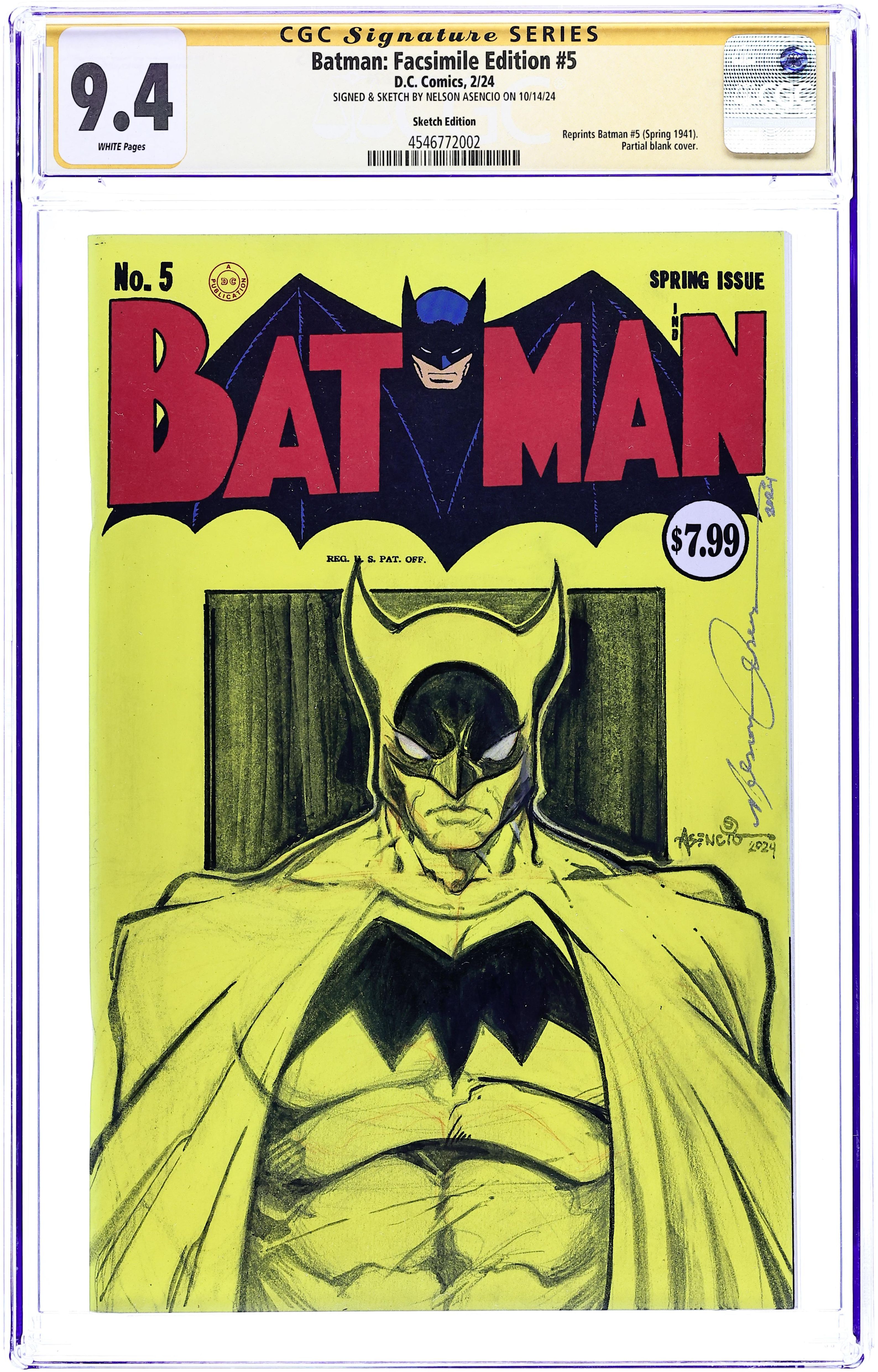 Batman (1940) Facsimile Edition 5C CGC 9.4 SS Asencio
