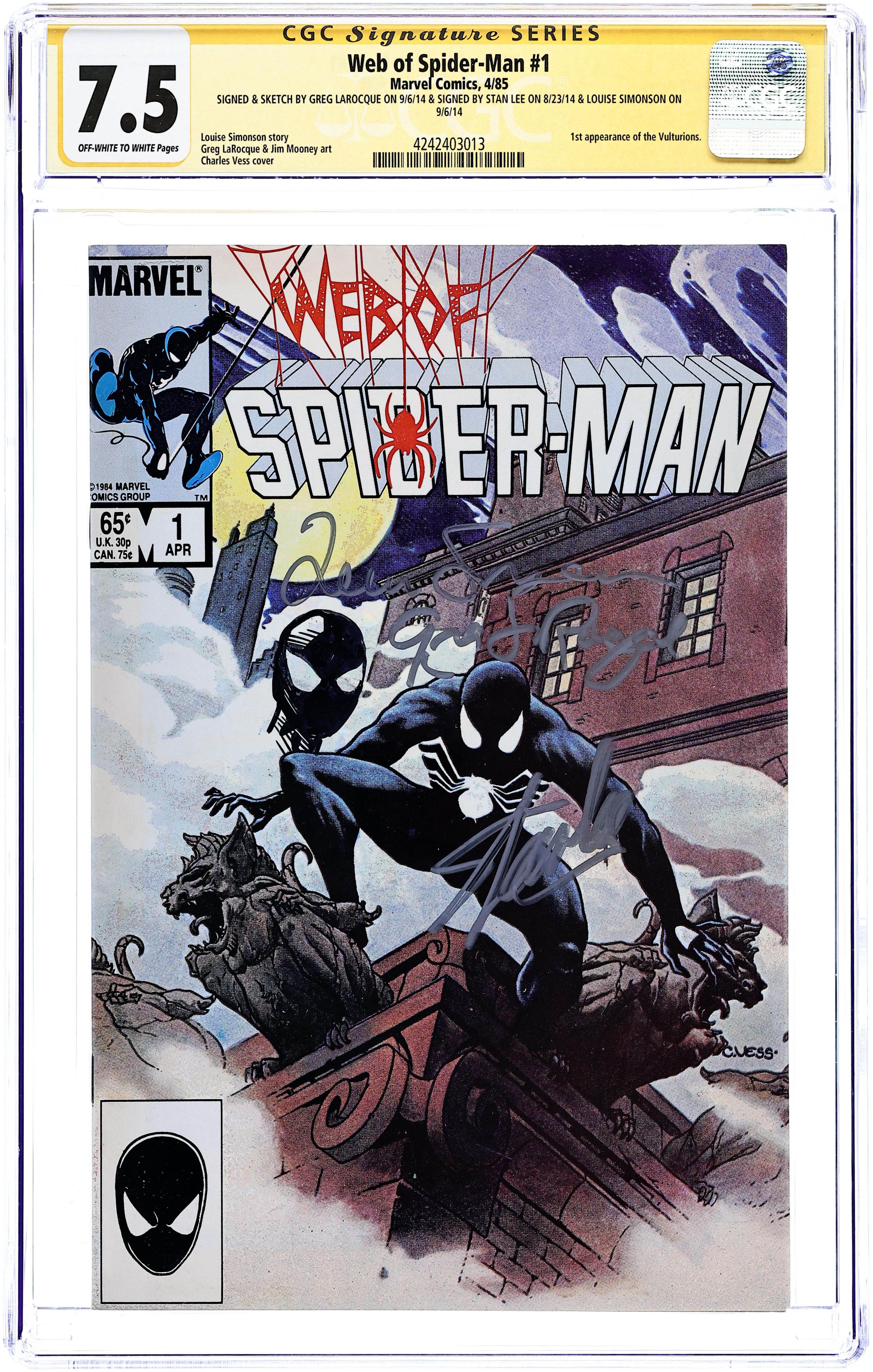 Web of Spider-Man (1985 1st Series) 1D CGC 7.5 SS Stan Lee/Larocque ...