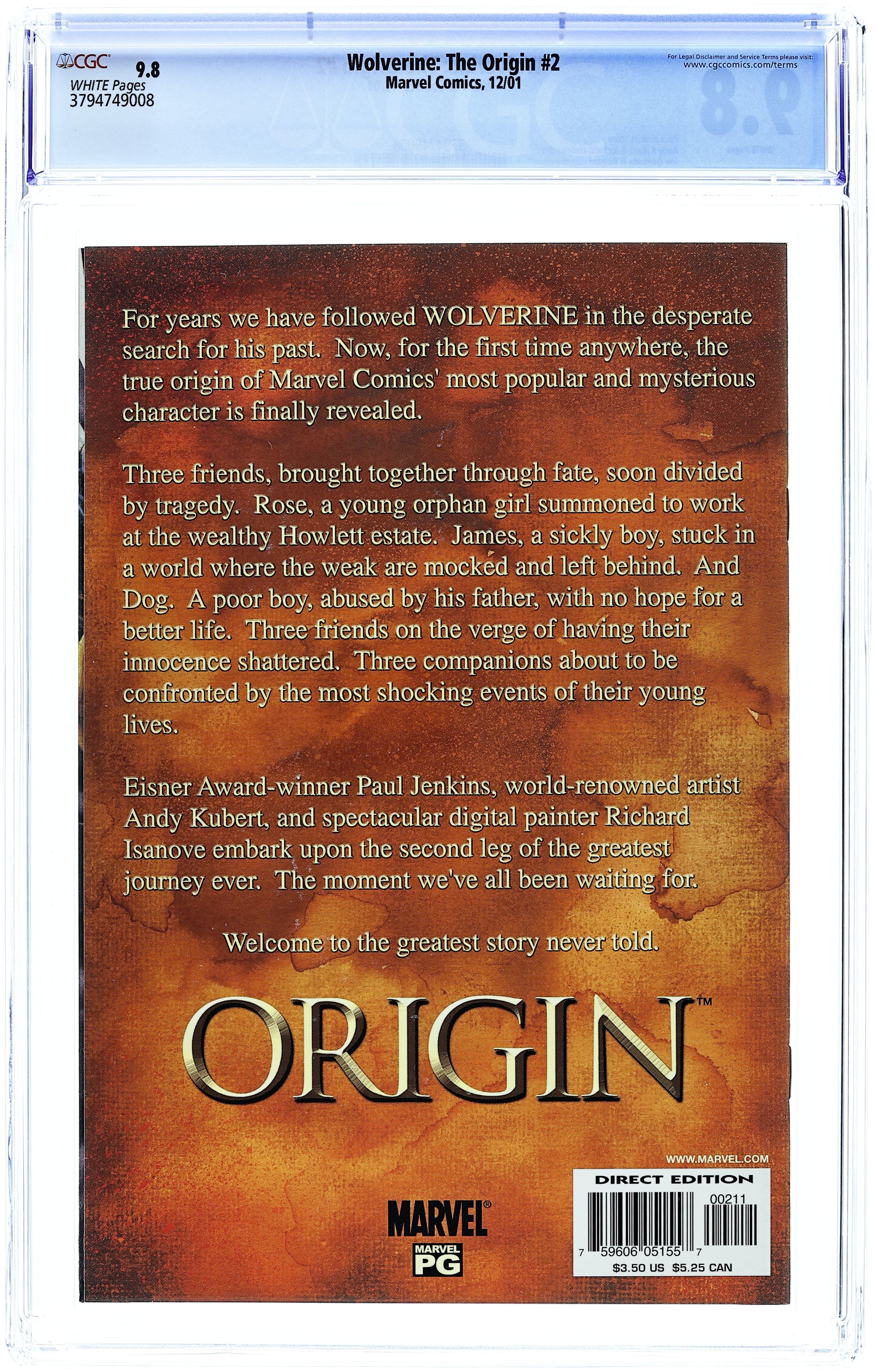 Wolverine The Origin (2001) 2 CGC 9.8