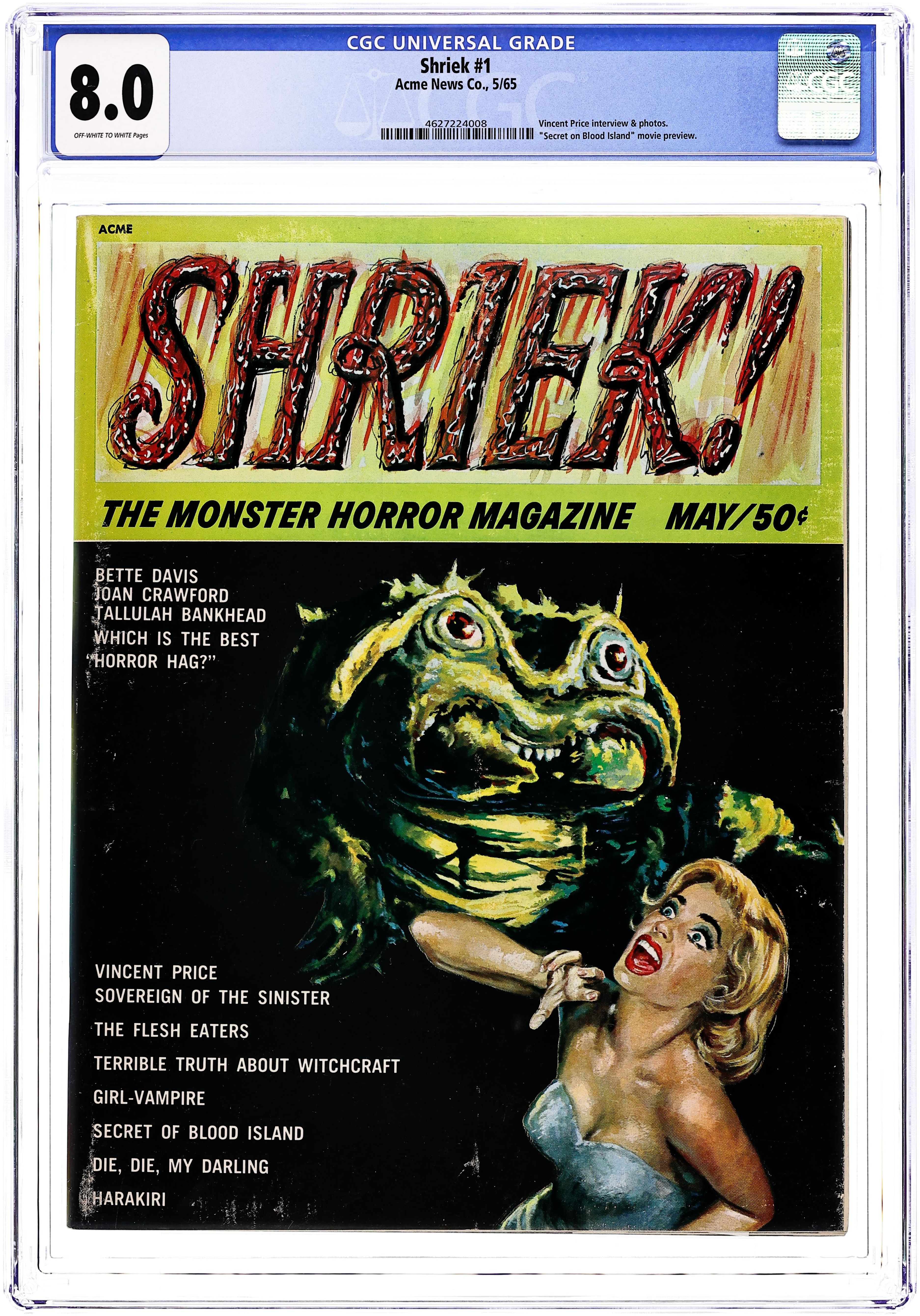 Shriek the Monster Horror Magazine (1965) 1 CGC 8.0