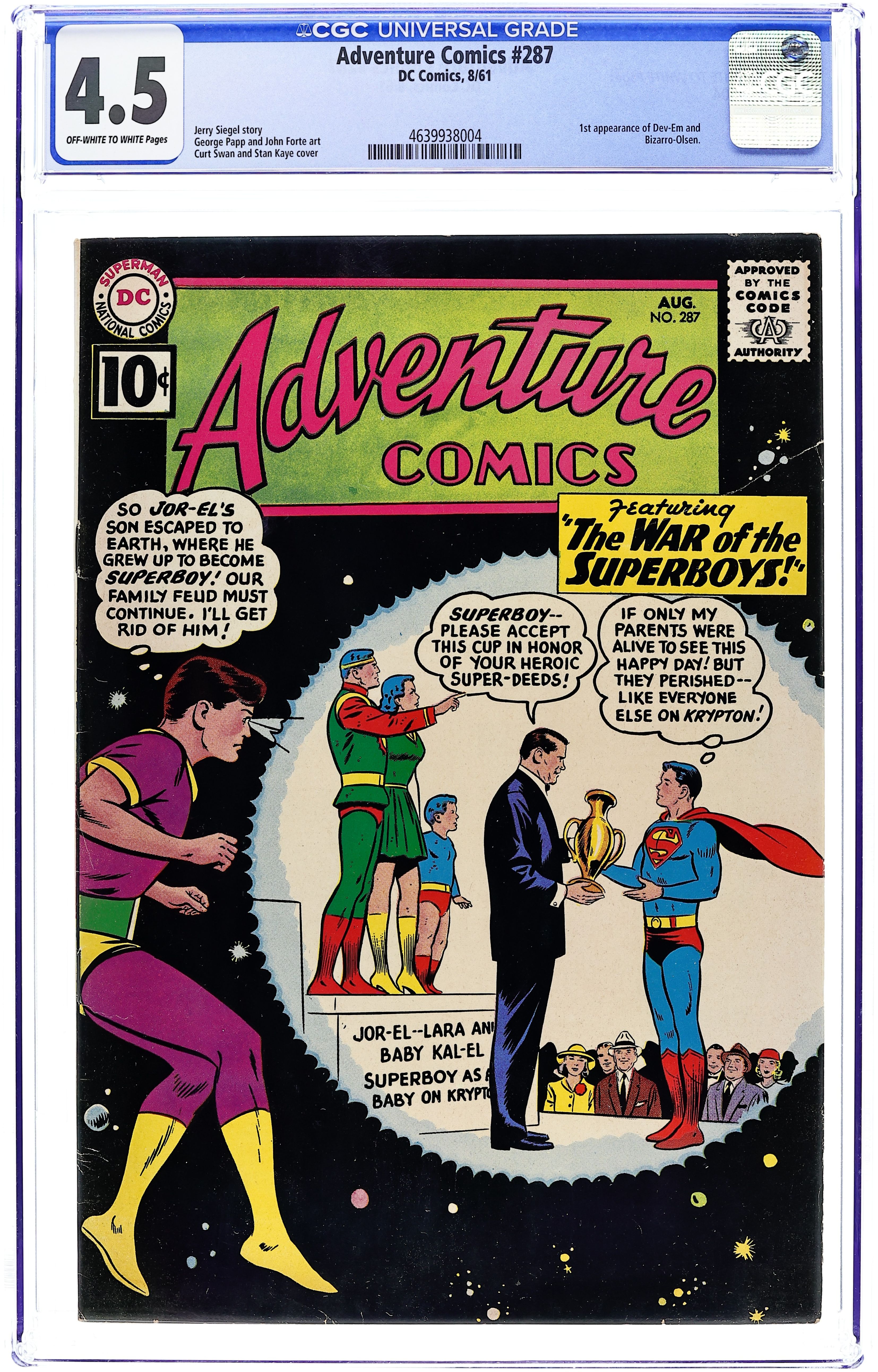 Adventure Comics (1938 1st Series) 287 CGC 4.5